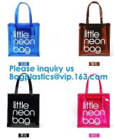 China Clear PVC Beach Tote Bag for Women 35x33x13cm with Black Webbing Handle for sale