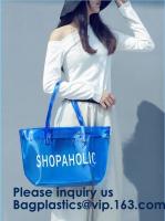 China Wholesale PVC Beach Bag Transparent Tote Handbag 35x333x13cm Custom Logo Summer Shoulder Bag for sale