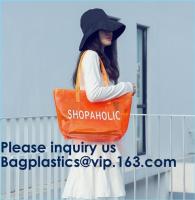China Clear PVC Beach Bag 35x33x13cm Transparent Travel Cosmetic Tote with Custom Logo for sale