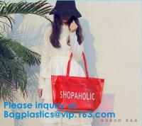 China Clear PVC Beach Bag 35x33x13cm Transparent Travel Cosmetic Tote with Custom Logo for sale
