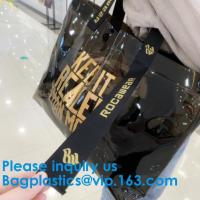 China Clear PVC Vinyl Shopping Bag Waterproof Beach Tote with Custom Logo Handle 0.3mm Thickness for sale