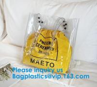 China Eco-Friendly Clear PVC Tote Bag 35x33x13cm Waterproof Beach Shoulder Bag Custom Logo for sale