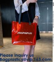 China Custom Holographic PVC Transparent Tote Bag 31x10x37cm Waterproof Reusable Shopping Bag for sale