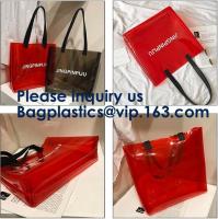 China Custom Holographic PVC Transparent Tote Bag 31x10x37cm Waterproof Reusable Shopping Bag for sale