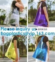 China Custom Clear PVC Jelly Beach Tote Bag 27x12x30cm Durable Transparent Shoulder Handbag for Shopping Swimming for sale