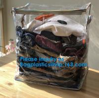 China OEM PVC Transparent Quilt Storage Bag 45x42x11cm with Rope Handle Custom Logo for sale