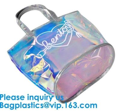 China Holographic PVC Makeup Bag 7.9x4x4.3 Inches Water Resistant Cosmetic Pouch for Travel for sale