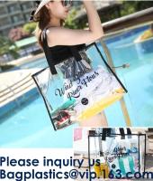 China Customizable Clear PVC Tote Bag 35x33x13cm Waterproof Beach Shoulder Bag for Promotional Events for sale