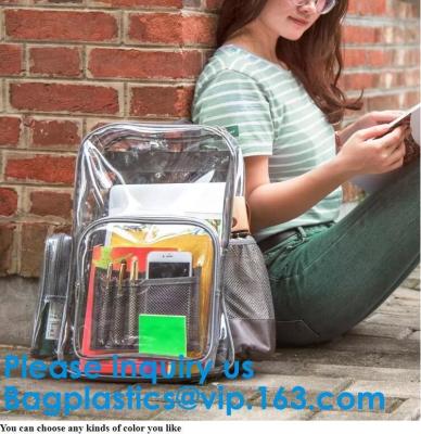 China PVC Clear Transparent School Backpack for Kids 41x33x12cm Custom Holographic Lady Strapping Bag for sale