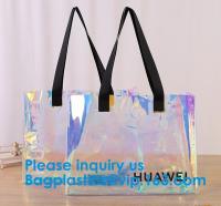 China Transparent PVC Beach Tote Bag 35x33x13cm Women Summer Shopping Shoulder Bag for sale