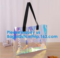 China Transparent PVC Beach Tote Bag 35x33x13cm Women Summer Shopping Shoulder Bag for sale