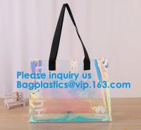 China Transparent PVC Beach Tote Bag 35x33x13cm Women Summer Shopping Shoulder Bag for sale