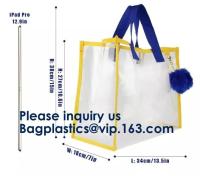 China Custom PVC Transparent Tote Bag 35x33x13cm Waterproof Beach Shoulder Bag for Women for sale