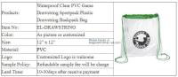 China Custom Logo PVC Drawstring Backpack Bag 34x43cm Clear Swimming Sports Bag for sale