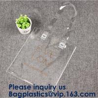 China Custom Logo Clear PVC Shopping Tote Bag 37x43cm Transparent Waterproof Grocery Bag for sale