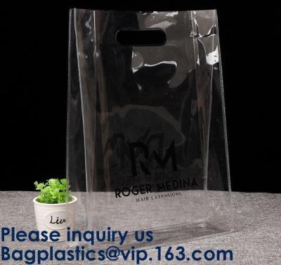 China Custom Clear PVC Shopping Tote Bag 37x44cm Waterproof Reusable Grocery Bag with Zipper for sale