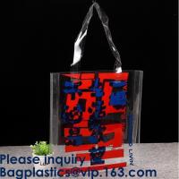 China Custom Printed PVC Tote Bag 34x40cm Eco Friendly Transparent Shopping Bag for sale