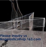 China Custom Logo Clear PVC Shopping Bag Reusable Transparent Tote 0.3mm Thick 20kg Load for sale