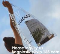 China Custom Clear PVC Shopping Tote Bag 37x44cm Waterproof Reusable Grocery Bag with Handles for sale