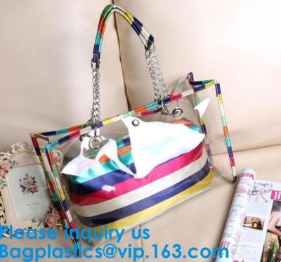 China Custom PVC Waterproof Shopping Tote Bag 41x12x31cm for Travel Beach Outdoor Use for sale