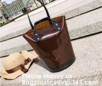 China Custom Clear PVC Shopping Tote Bag 0.3mm Thickness Waterproof Transparent Tote for Promotional Gift for sale