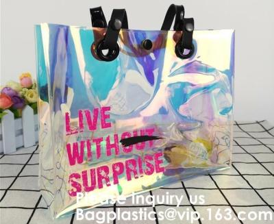 China Custom Clear PVC Tote Bag 0.2mm Thickness Waterproof Shopping Bag for Women Beach Travel Promotional Gift for sale