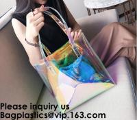 China Custom Clear PVC Tote Bag 0.2mm Thickness Waterproof Shopping Bag for Women Beach Travel Promotional Gift for sale