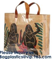 China Custom PVC Tote Bag 40x14x35cm Waterproof Shopping Bag with Leather Handle OEM for sale