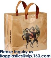 China Custom PVC Tote Bag 40x14x35cm Waterproof Shopping Bag with Leather Handle OEM for sale