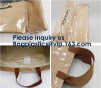 China Custom PVC Tote Bag 40x14x35cm Waterproof Shopping Bag with Leather Handle OEM for sale