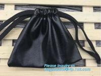 China Custom PU Leather Drawstring Gift Bag 21x39cm Promotional Cosmetic Pouch with Logo for sale