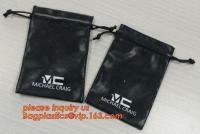 China Custom PU Leather Drawstring Gift Bag 21x39cm Promotional Cosmetic Pouch with Logo for sale