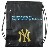 China Custom PU Leather Drawstring Bag with Handle Waterproof Promotional Black 25x30 cm for sale