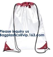 China PVC Drawstring Bag Backpack With Solid Bottom Promotional Custom 210D Transparent PVC Clear Drawstring Backpack Bags for sale