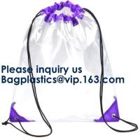 China PVC Drawstring Bag Backpack With Solid Bottom Promotional Custom 210D Transparent PVC Clear Drawstring Backpack Bags for sale