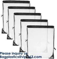 China Custom Clear PVC Drawstring Bag 35x42cm for Sports Travel Promotional Gift for sale