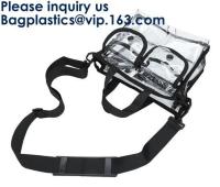 China Clear PVC Makeup Cosmetic Bag with 2 Front Magnet Pockets and Zipper 25x19x11 cm for sale