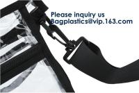 China Clear PVC Makeup Cosmetic Bag with 2 Front Magnet Pockets and Zipper 25x19x11 cm for sale