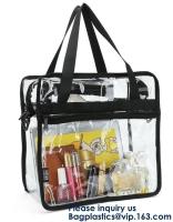 China Clear PVC Tote Bag with Zipper Closure and Detachable Shoulder Strap 30x30x15cm for sale