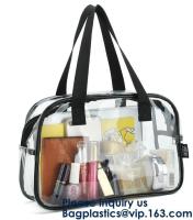 China Clear PVC Tote Bag with Zipper Closure and Detachable Shoulder Strap 30x30x15cm for sale