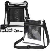 China Clear PVC Sling Bag 23x24x2.5cm with Adjustable Shoulder Strap Stadium Approved Tote for sale