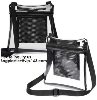 China Clear PVC Sling Bag 23x24x2.5cm with Adjustable Shoulder Strap Stadium Approved Tote for sale