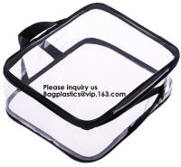 China Clear PVC Zipper Bag with Compression Closure 29x12x13cm for Travel Toiletry Storage for sale