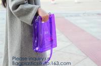 China Custom Clear Transparent Holographic PVC TPU Shopping Tote Bag 35x38x10cm for Women Garment Storage for sale