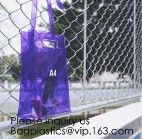 China Custom Clear Transparent Holographic PVC TPU Shopping Tote Bag 35x38x10cm for Women Garment Storage for sale
