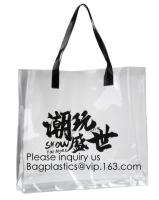 China Custom Logo PVC Transparent Tote Shopping Bags with Handles 35x38x10cm Waterproof Clear Bags for sale