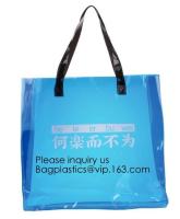 China Custom Logo PVC Transparent Tote Shopping Bags with Handles 35x38x10cm Waterproof Clear Bags for sale