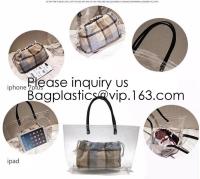 China Transparent PVC Clear Shopping Tote Bag 47.5x15x35cm Large Capacity Foldable Travel Beach Bag for sale
