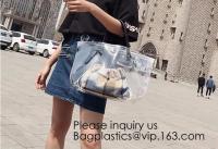 China Transparent PVC Clear Shopping Tote Bag 47.5x15x35cm Large Capacity Foldable Travel Beach Bag for sale