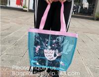 China Custom Clear PVC Tote Shopping Bag 40x30x15cm Reusable Eco Friendly Beach Bag with Custom Logo for sale